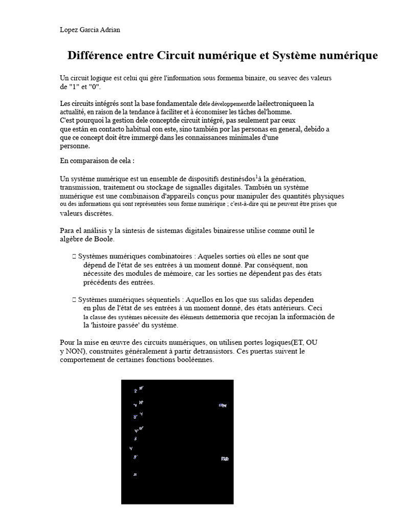 Circuit vs Système Numérique : Explications | PDF
