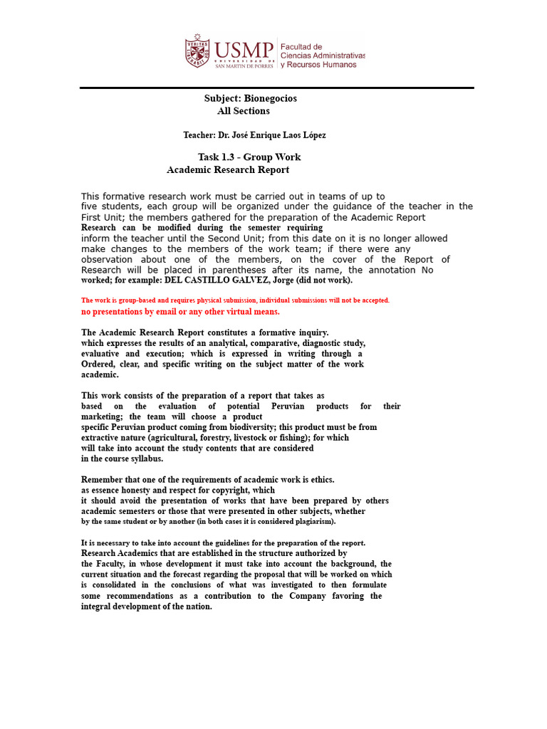 Group Work Bio 2020 - Academic Report | PDF | Information | Plagiarism