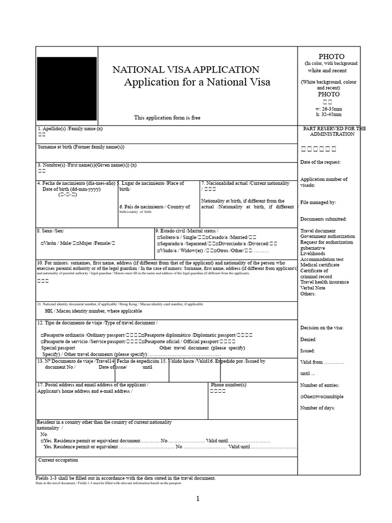 National Visa Application Form Guide | PDF | Identity Document | Travel ...