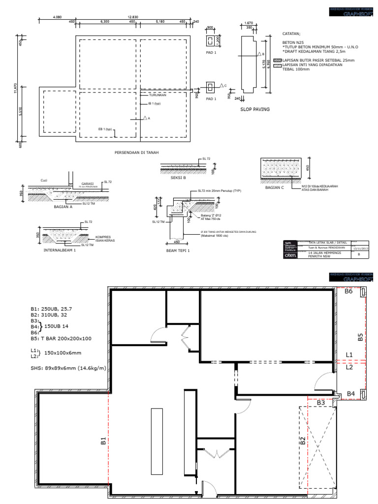 Gambar Detail Tata Letak Baja Struktural & Slab | PDF