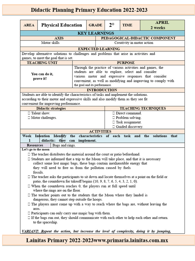 April - 2nd Grade Physical Education (2022-2023) | PDF | Creativity ...