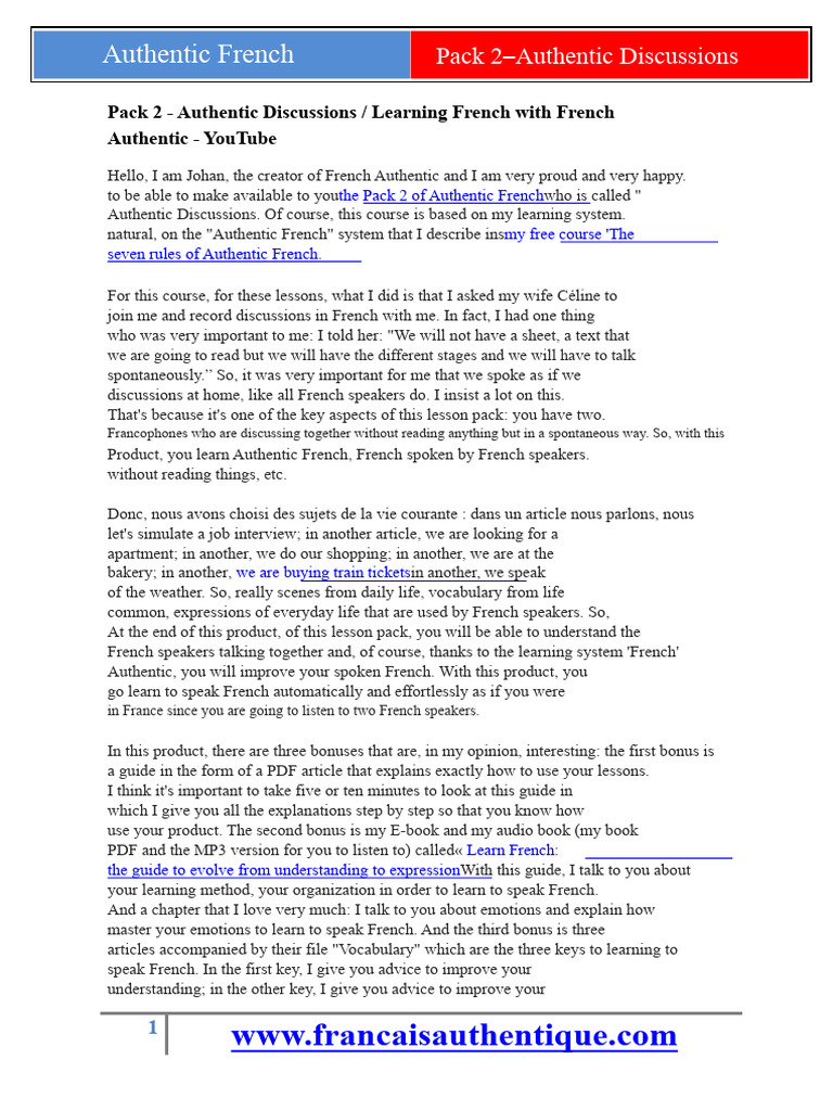 Pack 2 - Transcription | PDF | French Language | Vocabulary