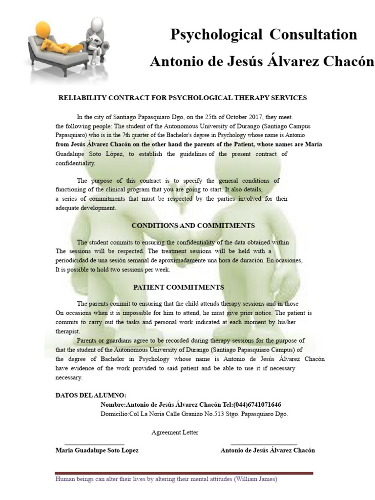 Psychological Therapy Contract Overview | PDF | Borderline Personality ...
