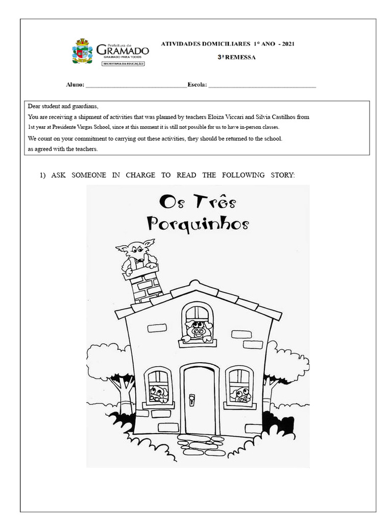 1 Year - Sequence The 3 Little Pigs | PDF