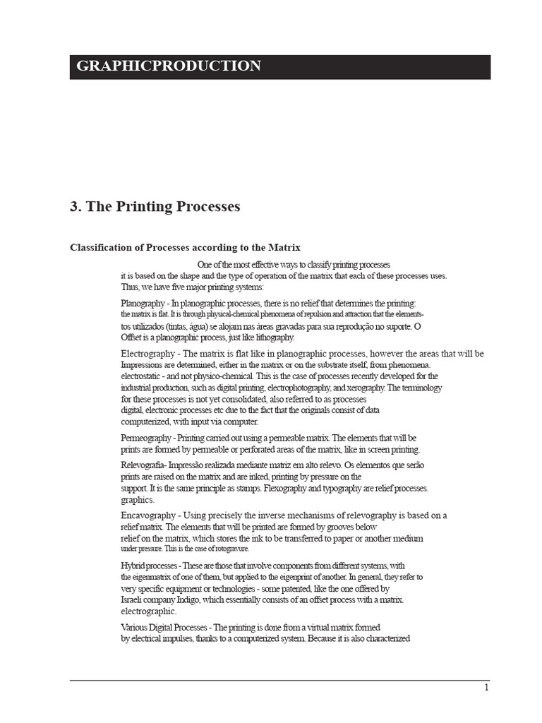 03 - The Printing Processes | PDF | Lithography | Printer (Computing)