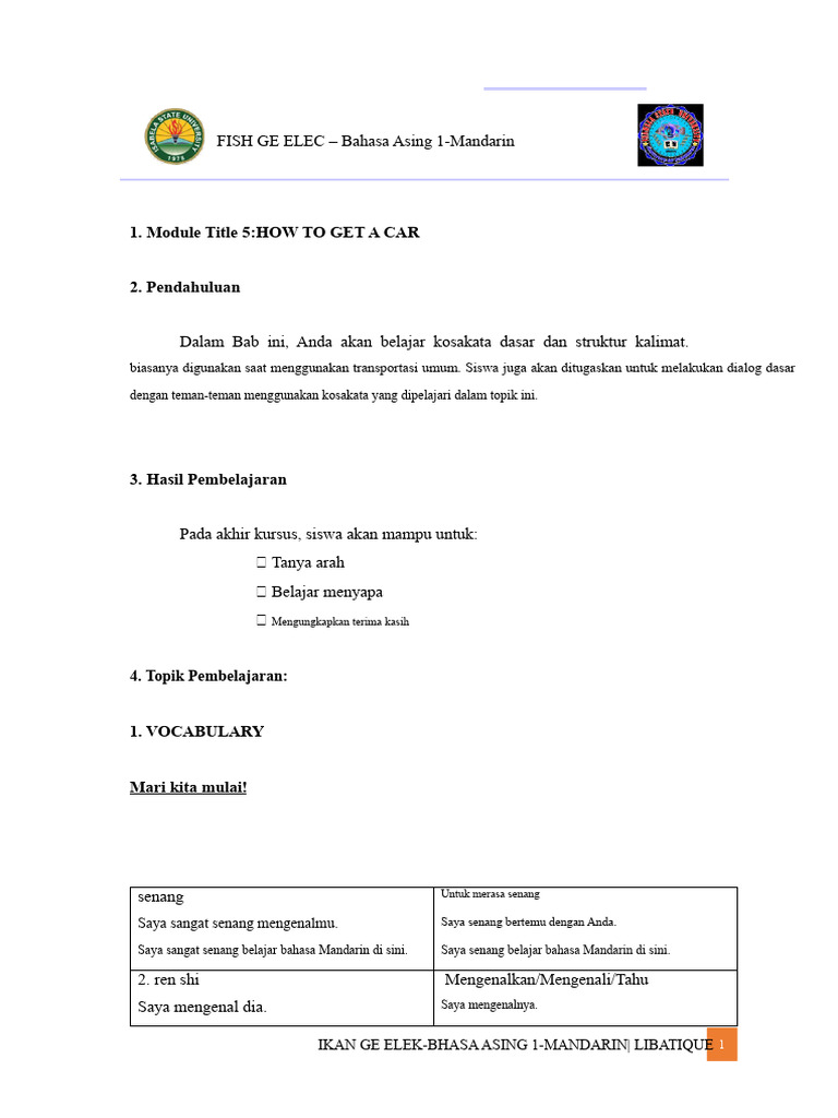 Modul Mandarin 5 6 | PDF