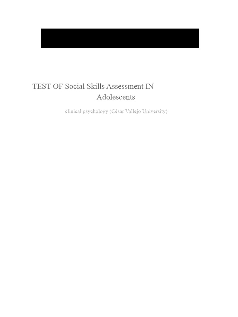 Social Skills Assessment Test For Adolescents | PDF | Adolescence ...