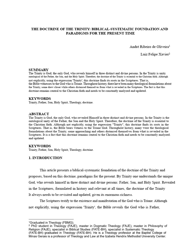 Pamphlet The Doctrine of The Trinity | PDF | Trinity | God The Father