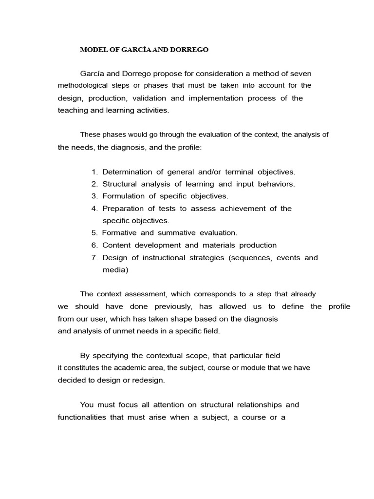 García and Dorrego's Instructional Design Model | PDF | Instructional ...
