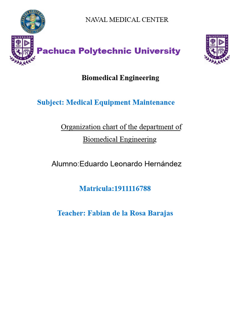 Organizational Chart of Biomedical Engineering Department | PDF ...