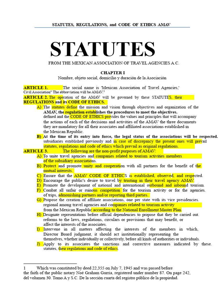 Amav Statutes Corrected With Code of Ethics February 2020 | PDF ...