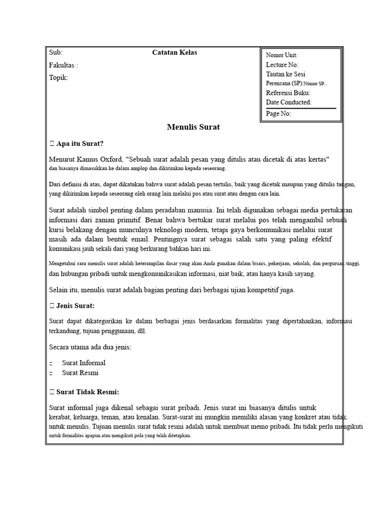 Panduan Menulis Surat Resmi dan Informal | PDF