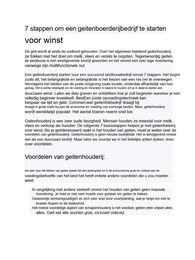 7 Stappen Om Een Geitenboerderij Te Beginnen Voor Winst | PDF