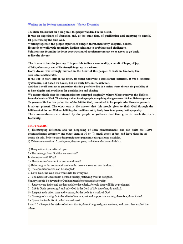Various Dynamics Working On The 10 Commandments | PDF | Ten ...