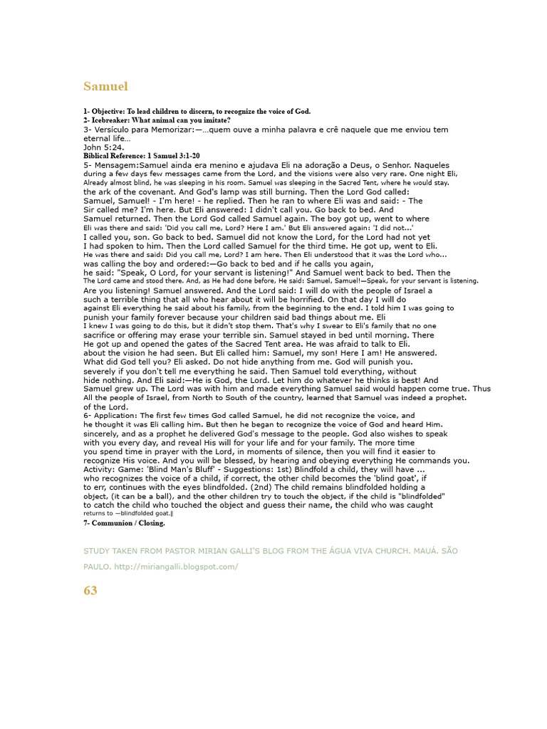 Samuel HISTORY OF SAMUEL - JUNIORS CLASS TAUGHT | PDF | Samuel | Saul