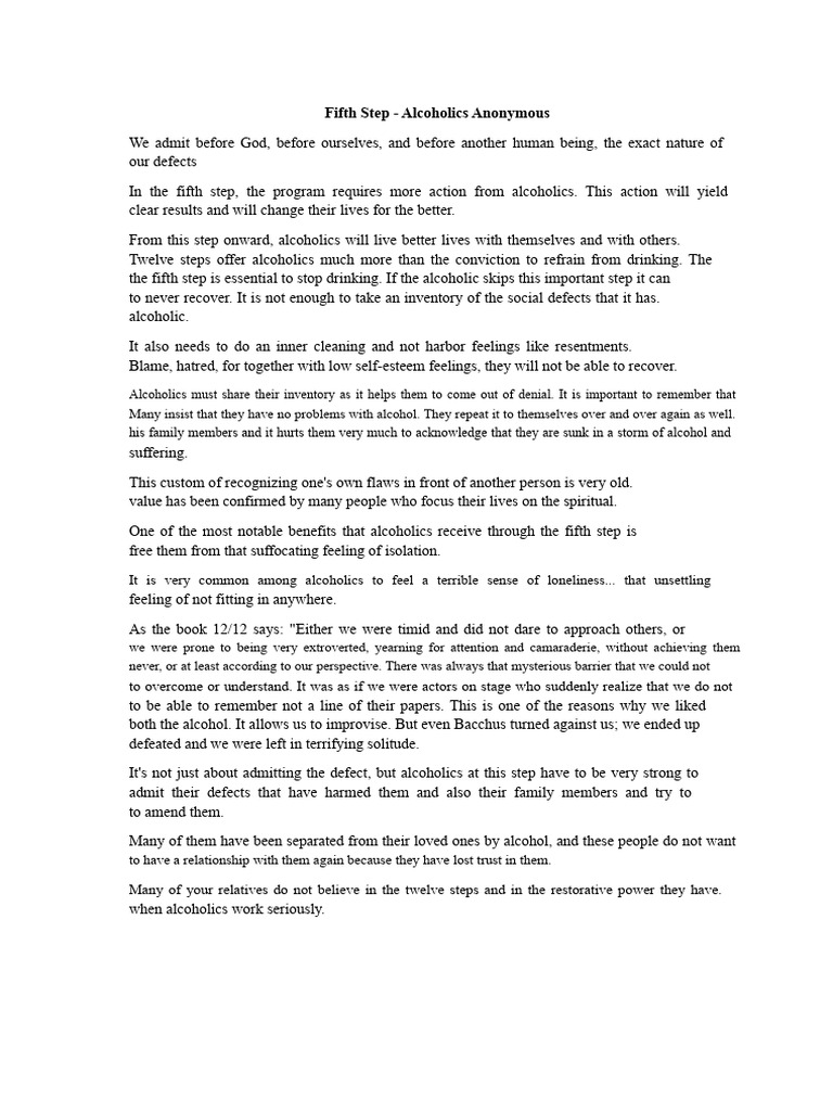 Analysis Fifth Step To Twelfth | PDF | Twelve Step Program | Alcoholics ...