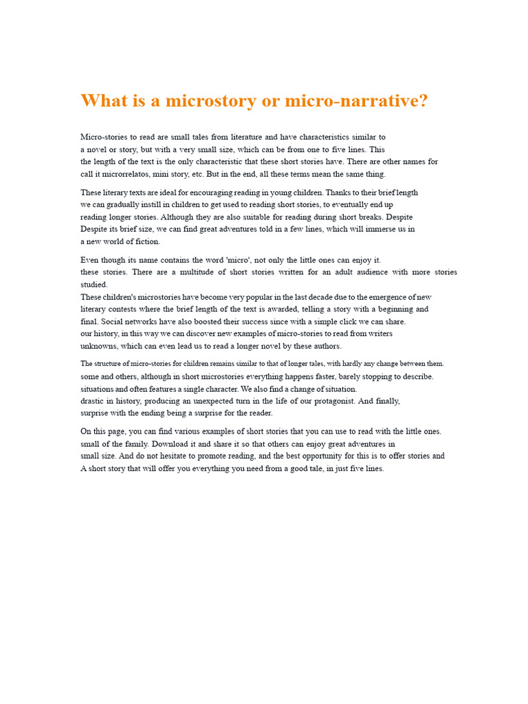 What Is A Micro-Story or Micro-Narrative? | PDF