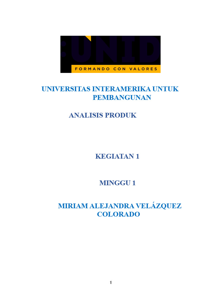 ANALISIS PRODUK KEGIATAN 1 UNID | PDF