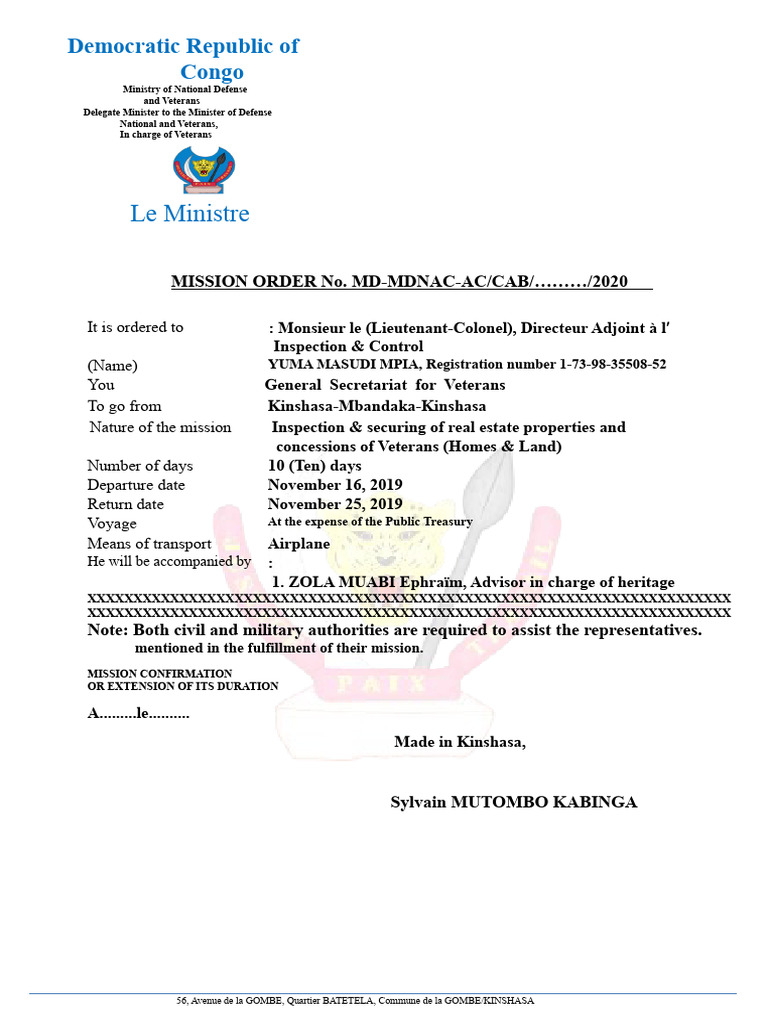 Mission Order by RDC Team | PDF