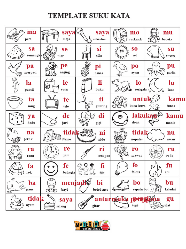 Template Suku Kata | PDF