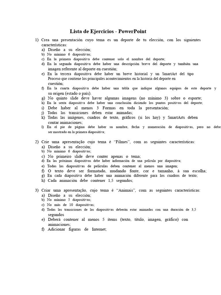 Ejercicios para Presentaciones en PowerPoint | PDF