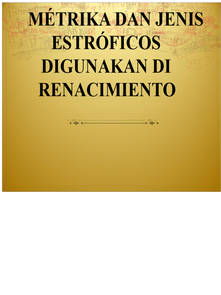 Metrik Puisi Renaisans: Endecasílabo | PDF