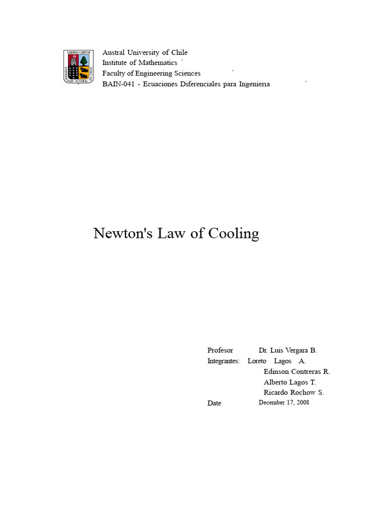 Newton's Law of Cooling Explained | PDF | Temperature | Thermal Conduction