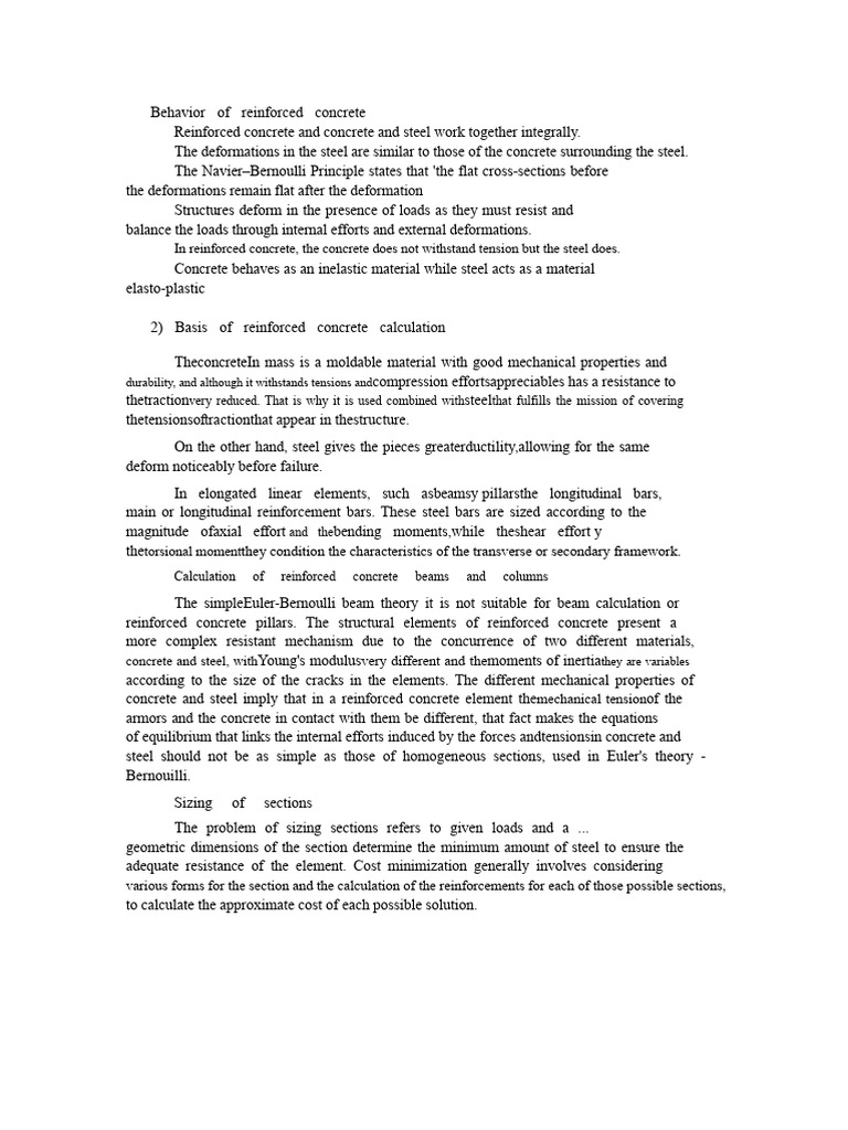 Behavior of Reinforced Concrete | PDF | Bending | Beam (Structure)