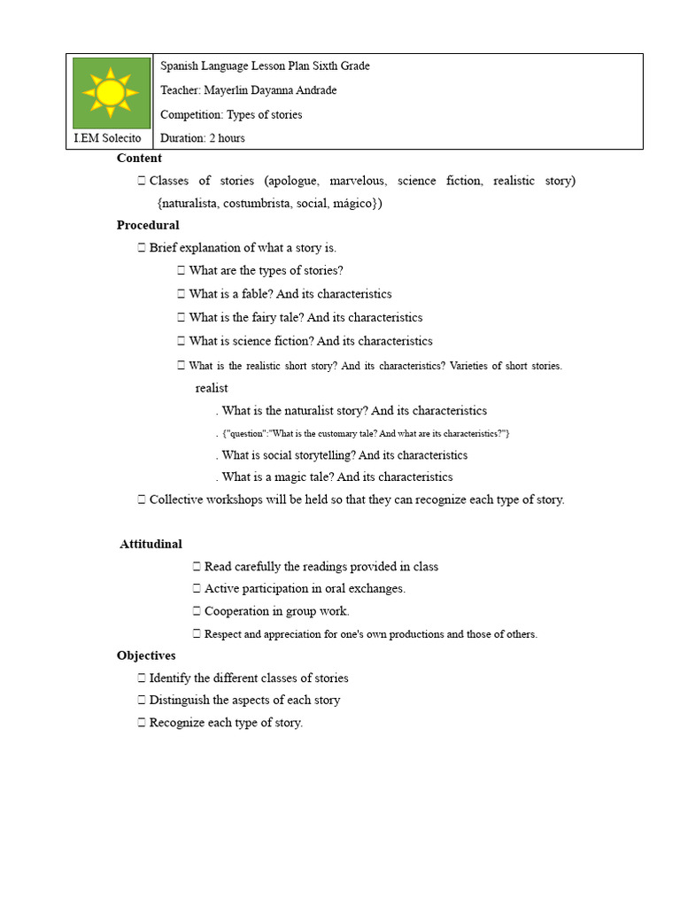 6th Grade Lesson Plan | PDF | Narrative | Reality