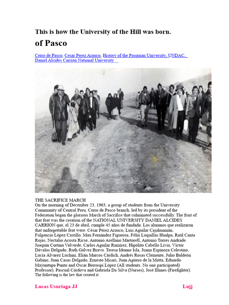Birth of Daniel Alcides Carrión University | PDF