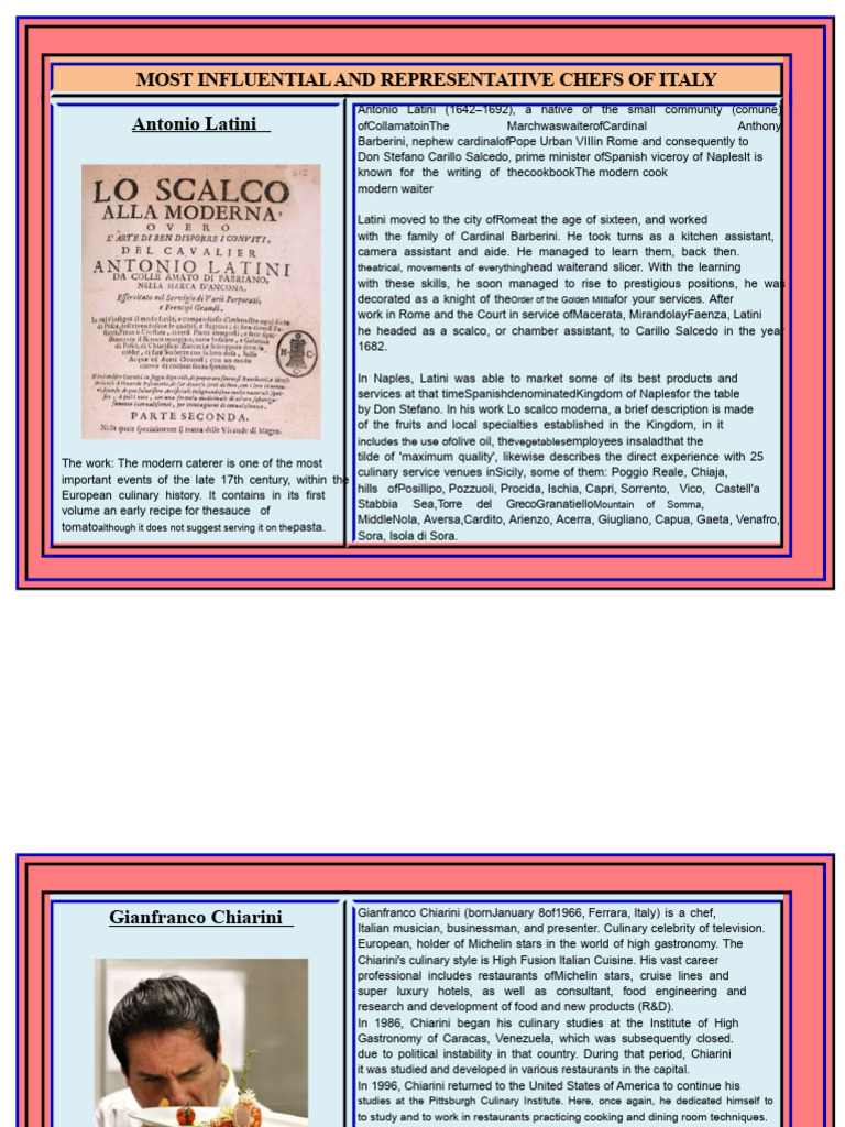 Influential Italian Chefs Through History | PDF | Food And Drink ...