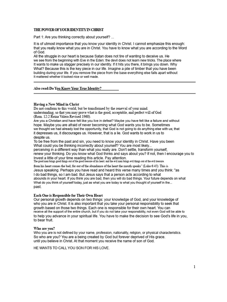Understanding Your Identity in Christ | PDF | Jesus | Satan