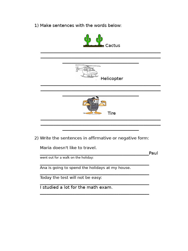 Sentence Construction Exercises | PDF