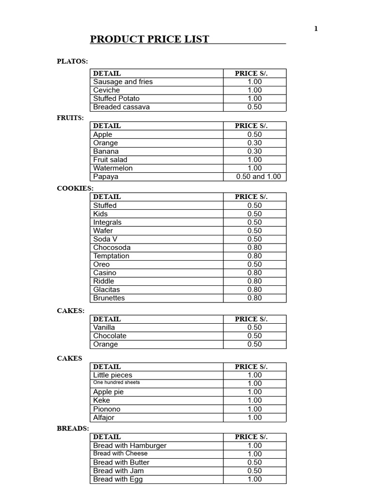 Product Price List for Snacks and Drinks | PDF | Cakes | Candy