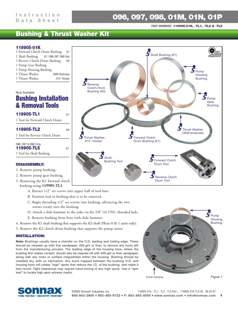 Bushing & Thrust Washer Kit: Bushing Installation & Removal Tools | PDF ...