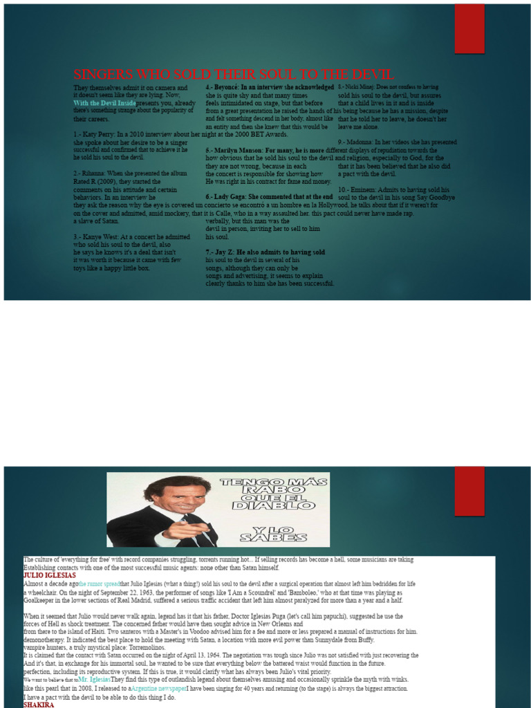 Singers Who Sold Their Soul To The Devil | PDF