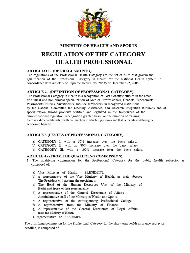 Health Professional Category Regulations | PDF | Academic Degree ...