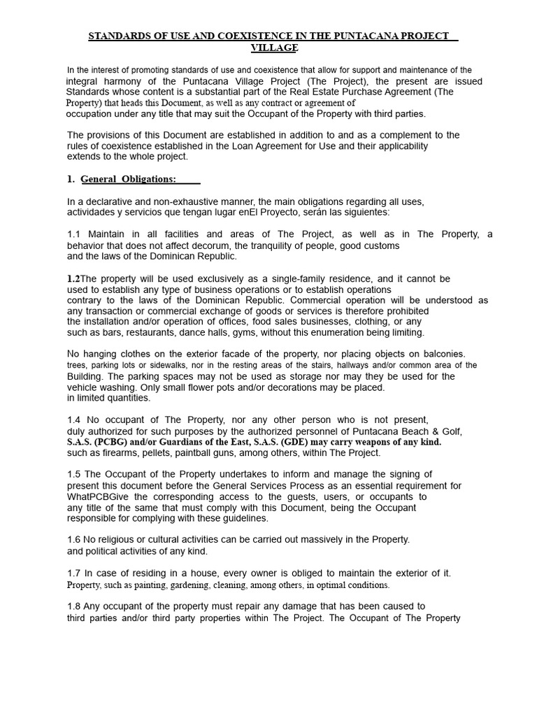 Puntacana Village Use Standards | PDF | Waste