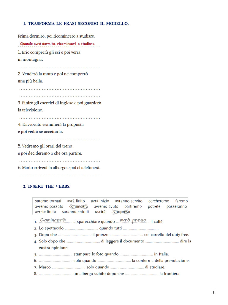 Exercises - Future Perfect | PDF