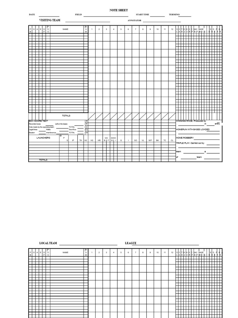 Note Sheet | PDF | Athletic Sports | Team Sports
