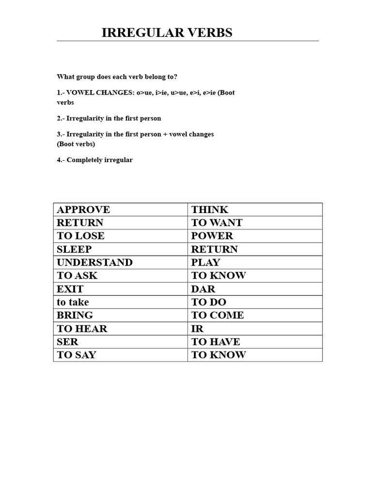 IRREGULAR VERBS (Exercise) | PDF