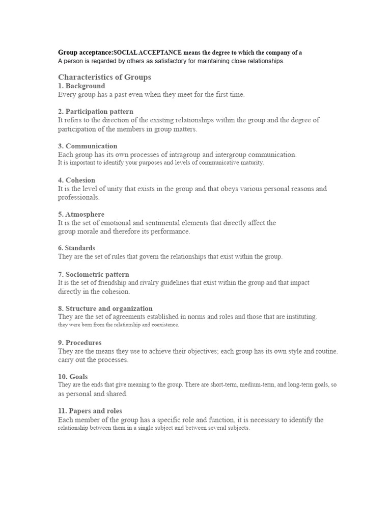 Group Acceptance | PDF | Group Cohesiveness | Social Psychology