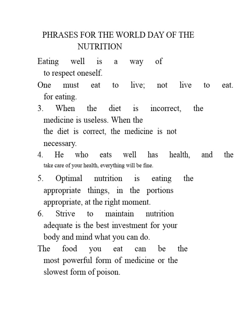 Phrases For World Food Day | PDF