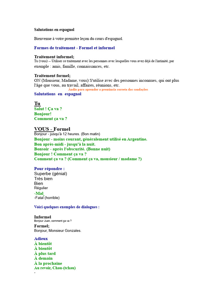 Salutations et alphabet en espagnol | PDF | Communication humaine ...