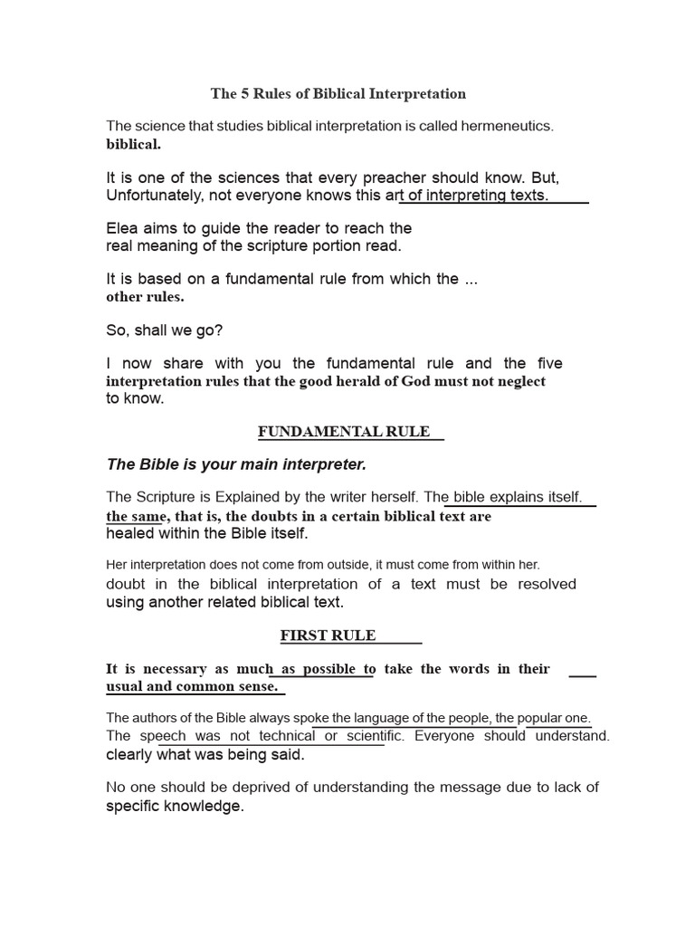 The 5 Rules of Biblical Interpretation | PDF | Biblical Hermeneutics ...