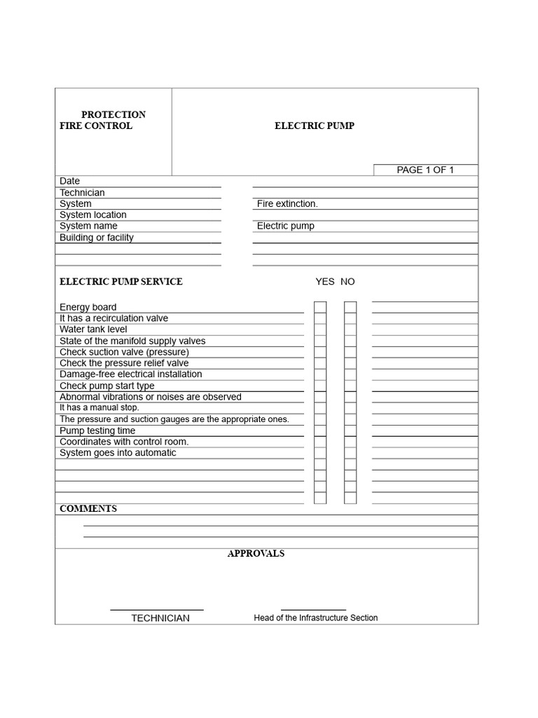 Electric Pump Checklist | PDF