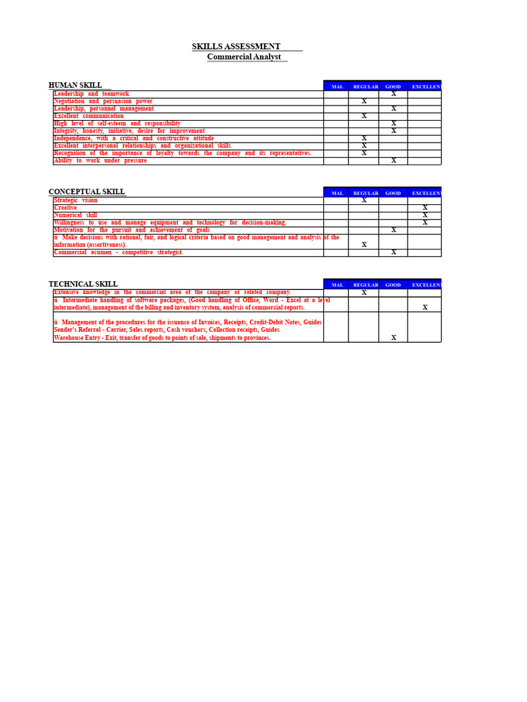 Commercial Analyst Evaluation | PDF | Point Of Sale | Leadership