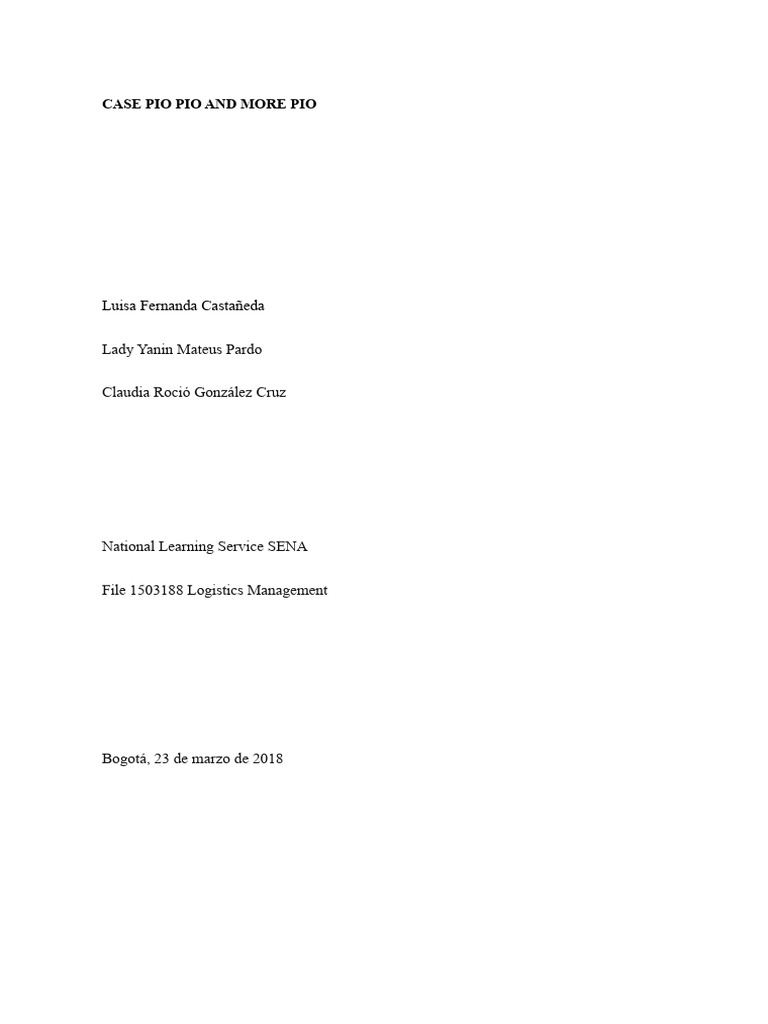 Case Pio Pio and More Pio | PDF | Inventory | Logistics