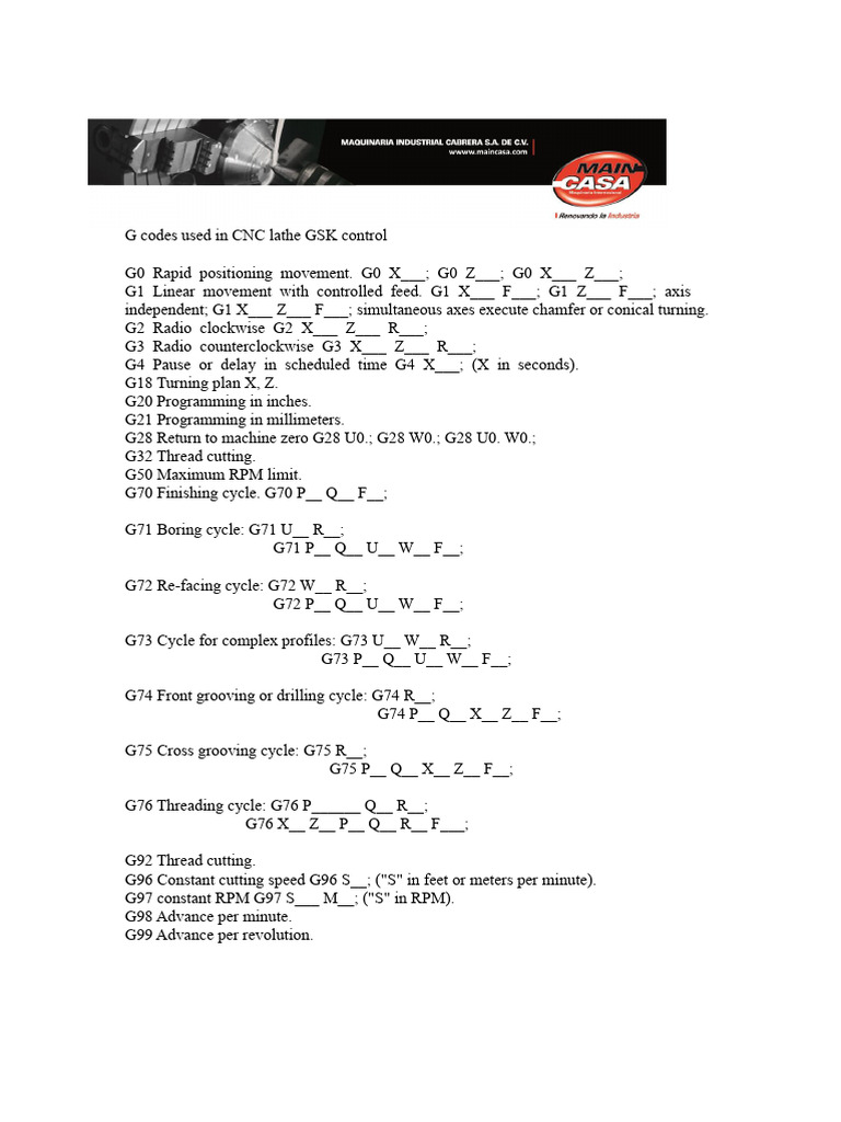 G Codes Used in CNC Lathe GSK Control 2 | PDF