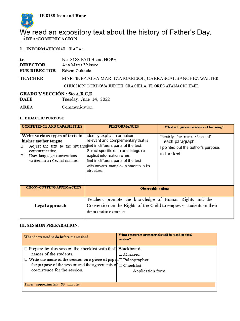Session Communication Expository Text Father's Day | PDF | Father